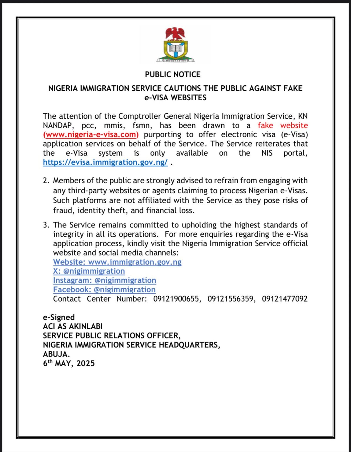 Press release Archives - Nigeria Immigration Service