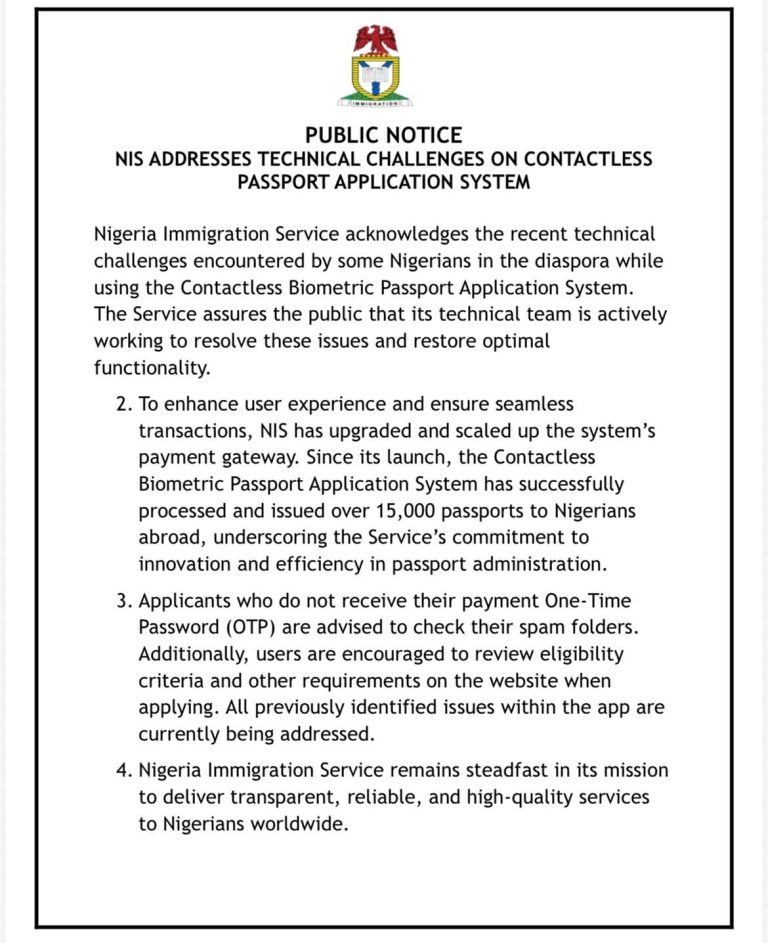 NIS ADDRESSES TECHNICAL CHALLENGES ON CONTACTLESS PASSPORT APPLICATION ...