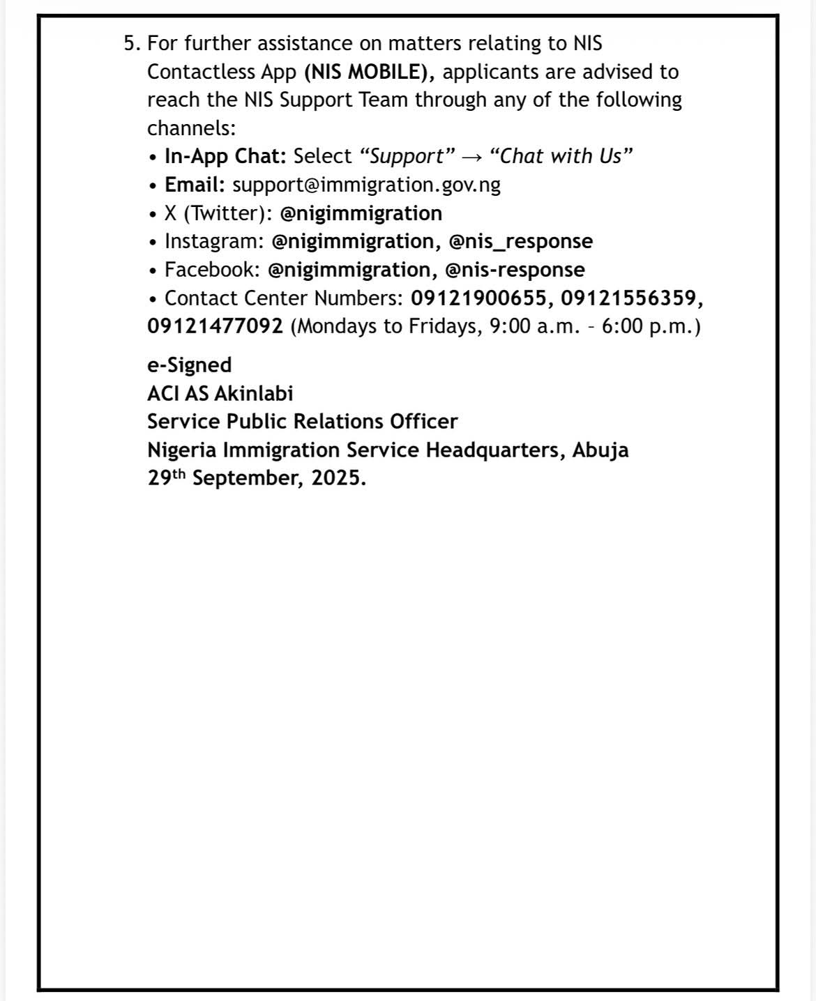 NIS ADDRESSES TECHNICAL CHALLENGES ON CONTACTLESS PASSPORT APPLICATION ...